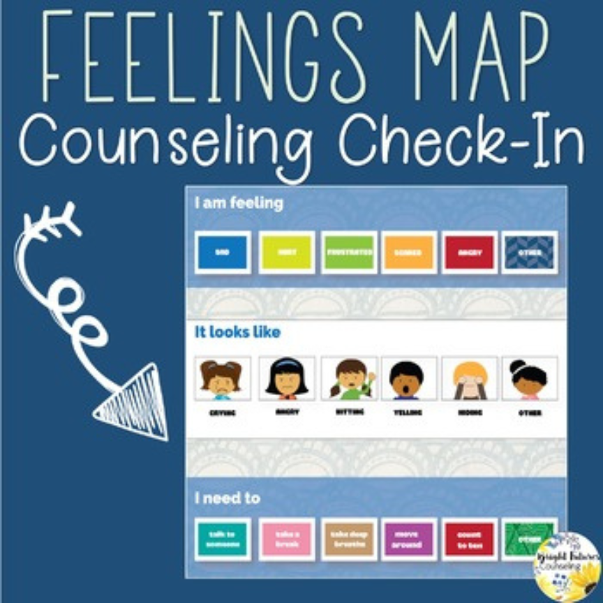 Feelings Map Counseling Check in Activity Daily Feelings Check