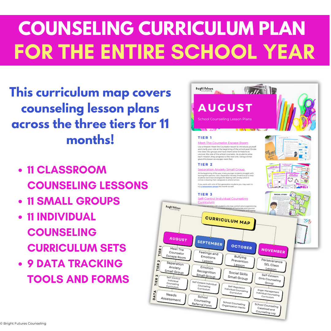 School Counseling Lesson Plans - Year Long Curriculum Map