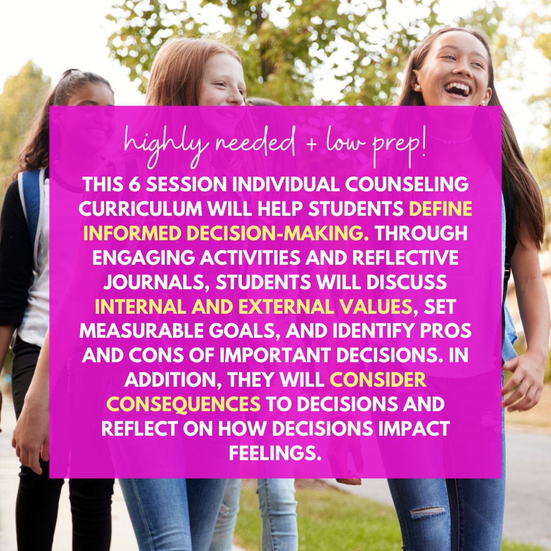 Responsible Decision Making Middle School Counseling - Choices and Con