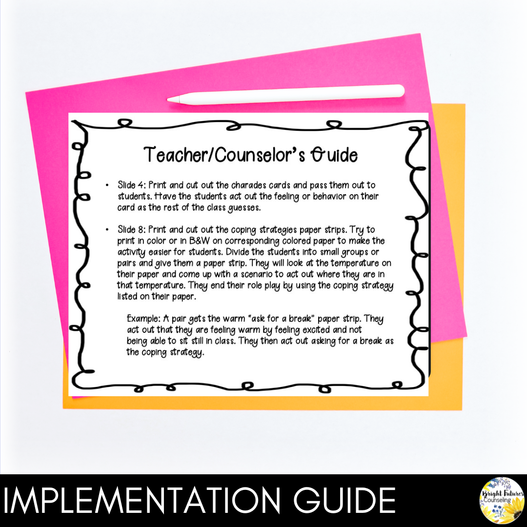 SELF-REGULATION Guidance Lesson - Editable Class Lesson