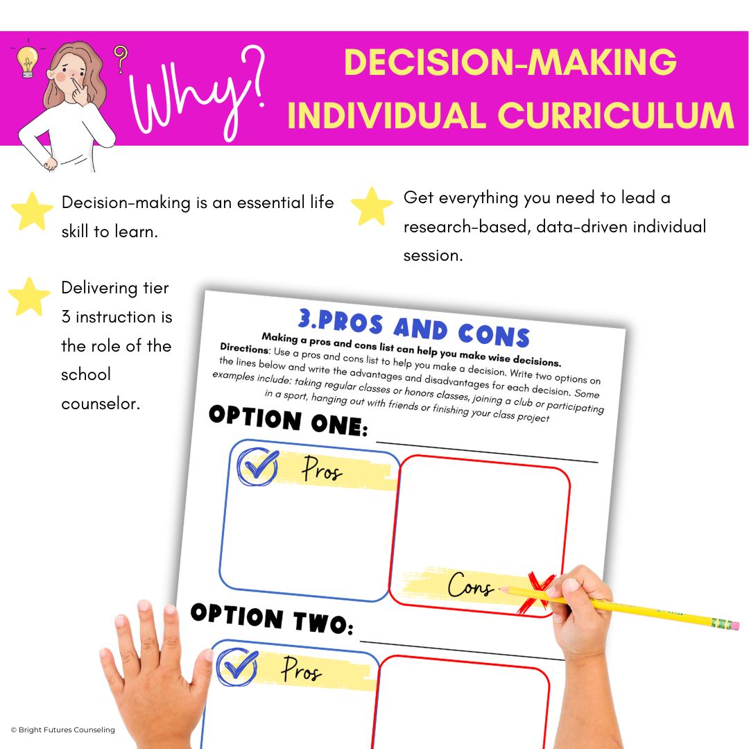 Responsible Decision Making Middle School Counseling - Choices and Con
