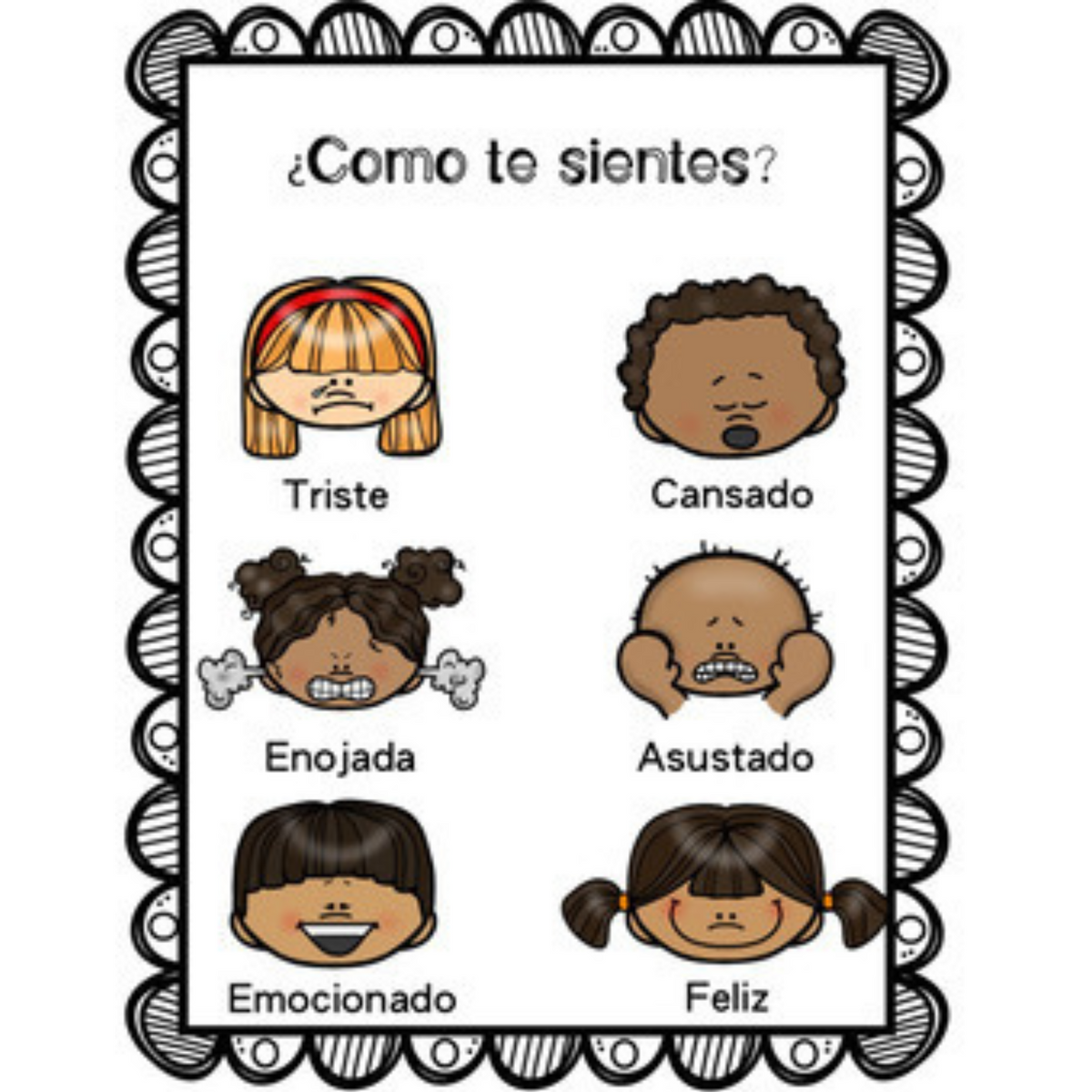 Spanish Feelings Check + Editable Digital Version