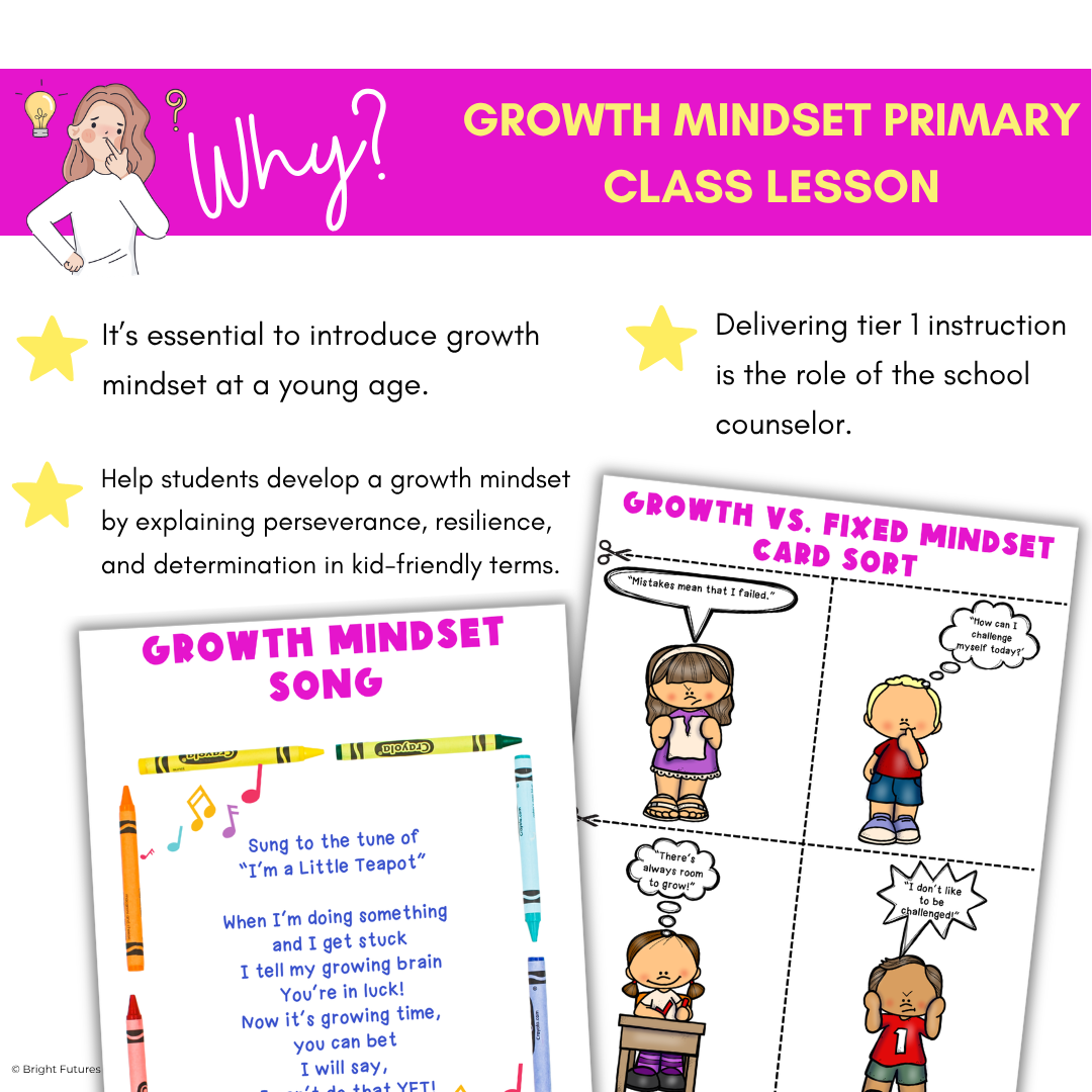 Growth Mindset Primary School Counseling & SEL Lesson- Growth Mindset
