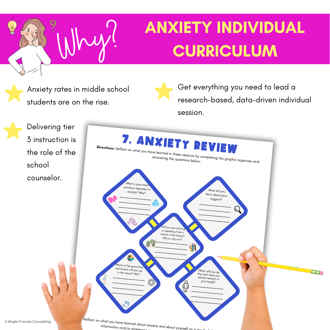 Anxiety Coping Skills Activities- Middle School Individual Counseling