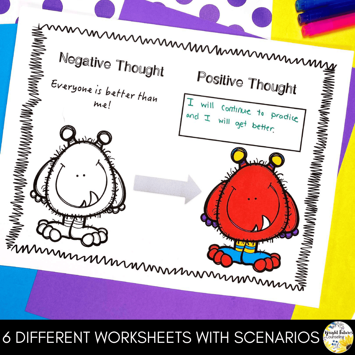 Negative Thought Monster Counseling Activity