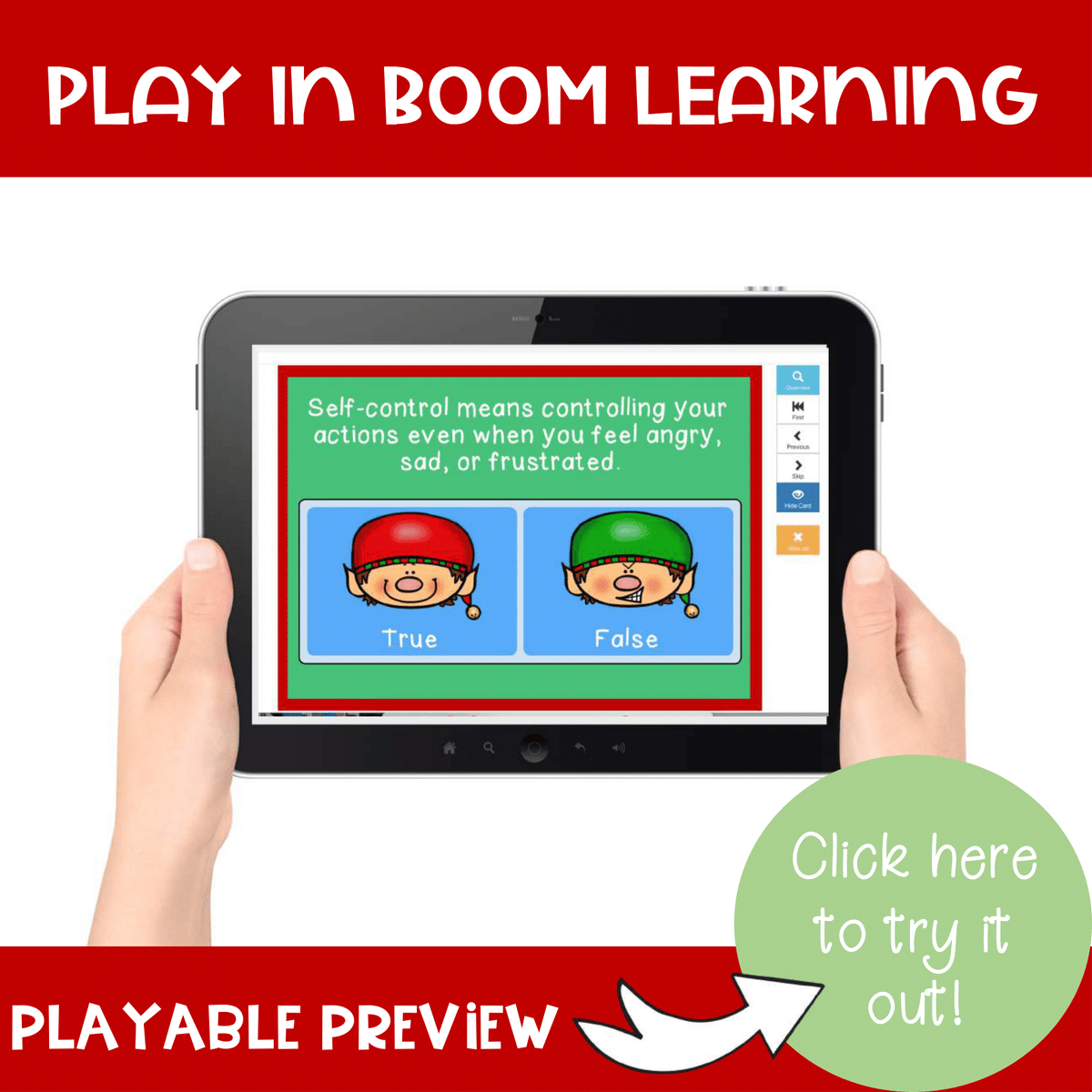 Christmas sELF-Control Boom Cards - Distance Learning Self-Control Act
