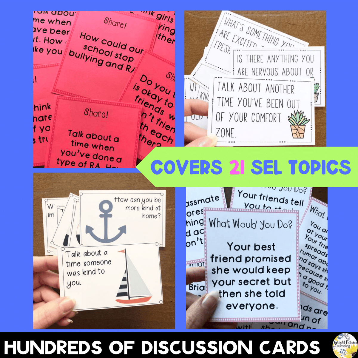 School Counseling SEL Discussion Cards Bundle