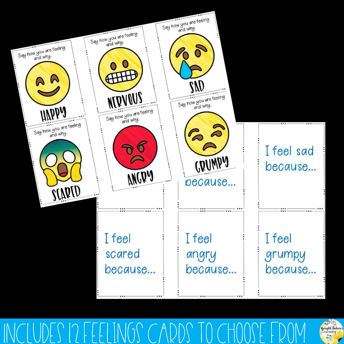 Feelings Check Prompt Cards Emoji Emotions and Feelings Recognition Ca
