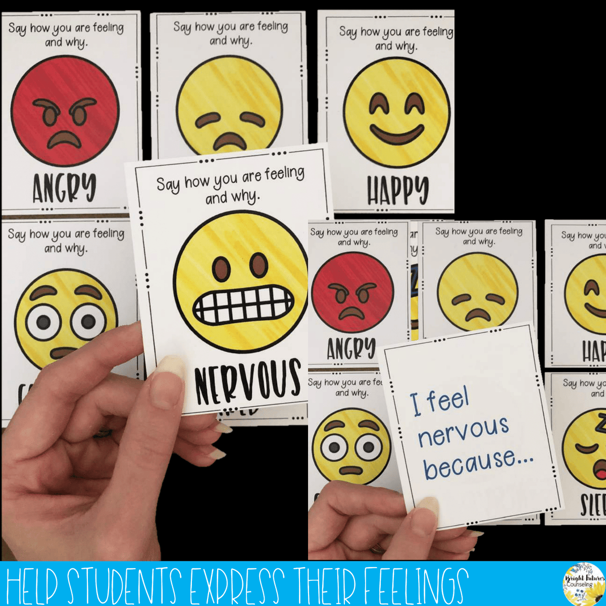 Feelings Check Prompt Cards Emoji Emotions and Feelings Recognition Ca