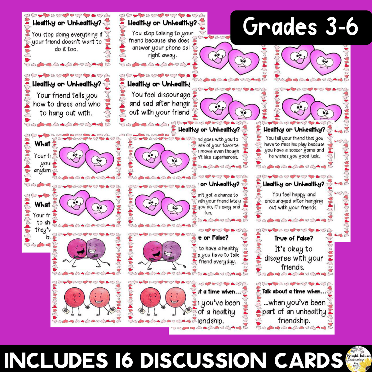 Friendships Discussion Cards - Healthy vs. Unhealthy Valentine's Day C