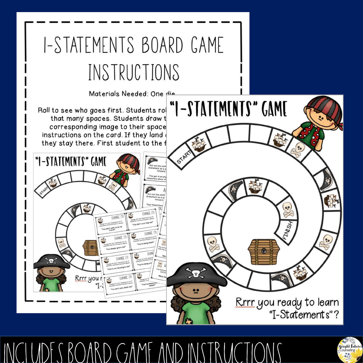 I-Statements School Counseling Board Game with Digital Version