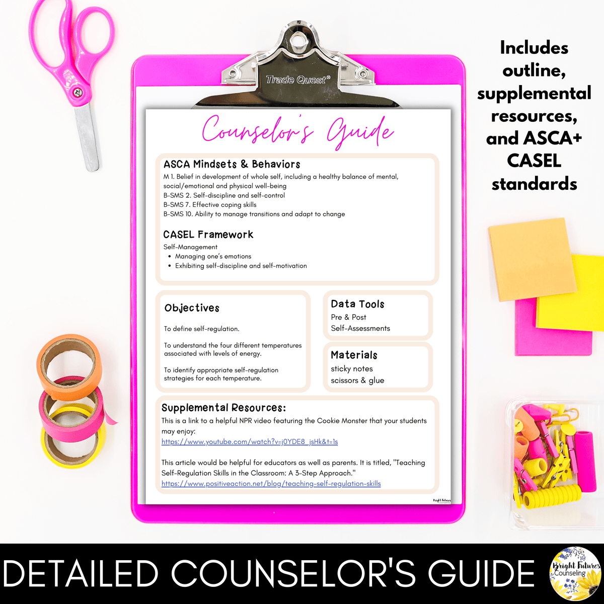 Self-Regulation Lesson for Social Emotional Learning and School Counse