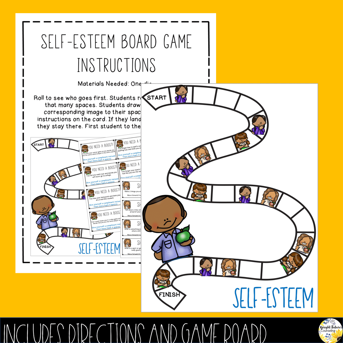 Self-Esteem Board Game - School Counseling Game with Digital Version