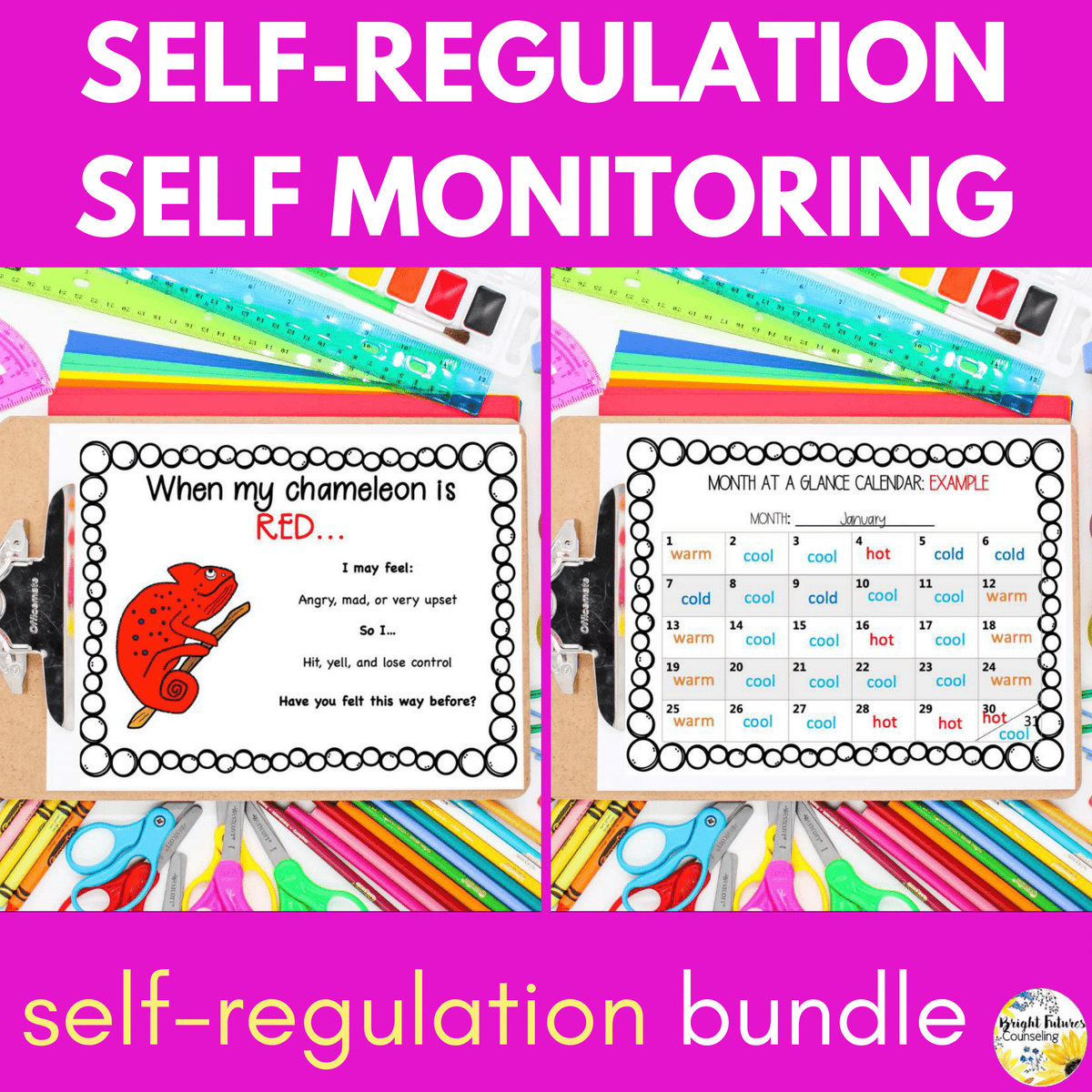 Self-Regulation BUNDLE Self-Regulation Counseling Lesson and Data Trac