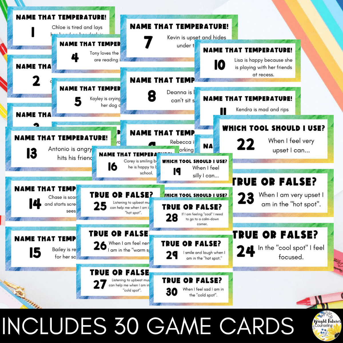 Self-Regulation Scoot Game - Elementary School Counseling Game