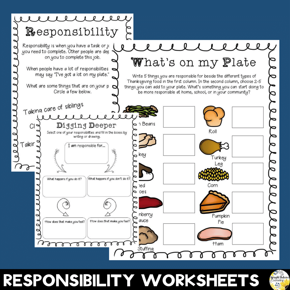 Thanksgiving Responsibility Bundle + Distance Learning SEL Boom Cards