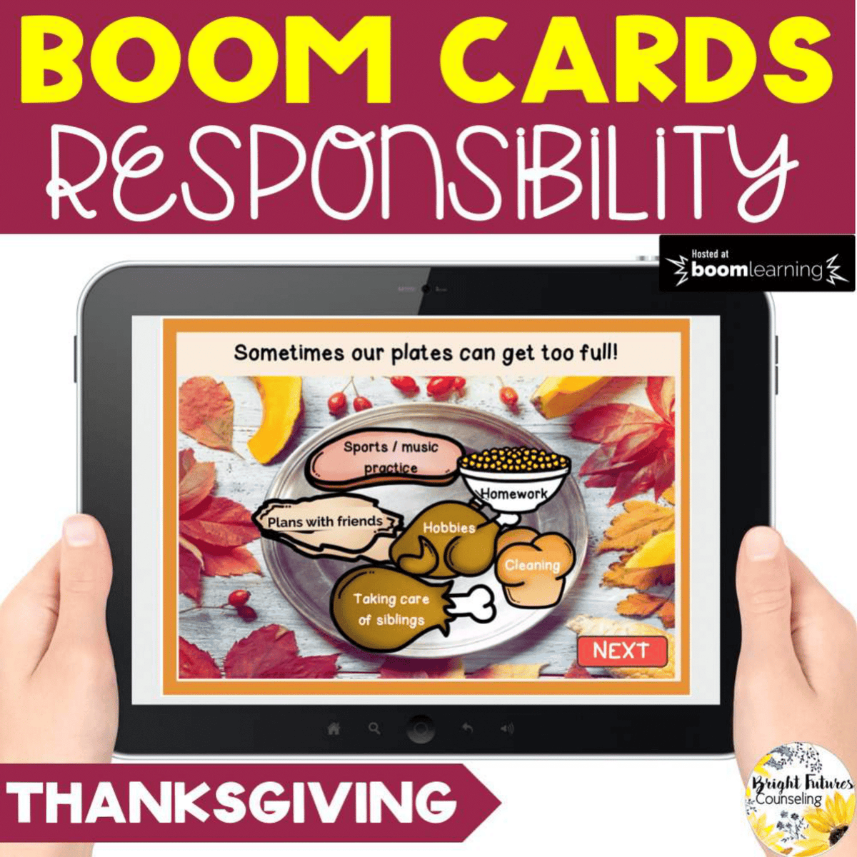 Thanksgiving Responsibility Boom Cards Distance Learning Activity