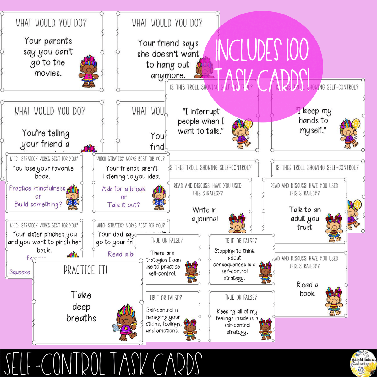 Self-Control Task Cards Self-ConTROLLS Counseling Cards