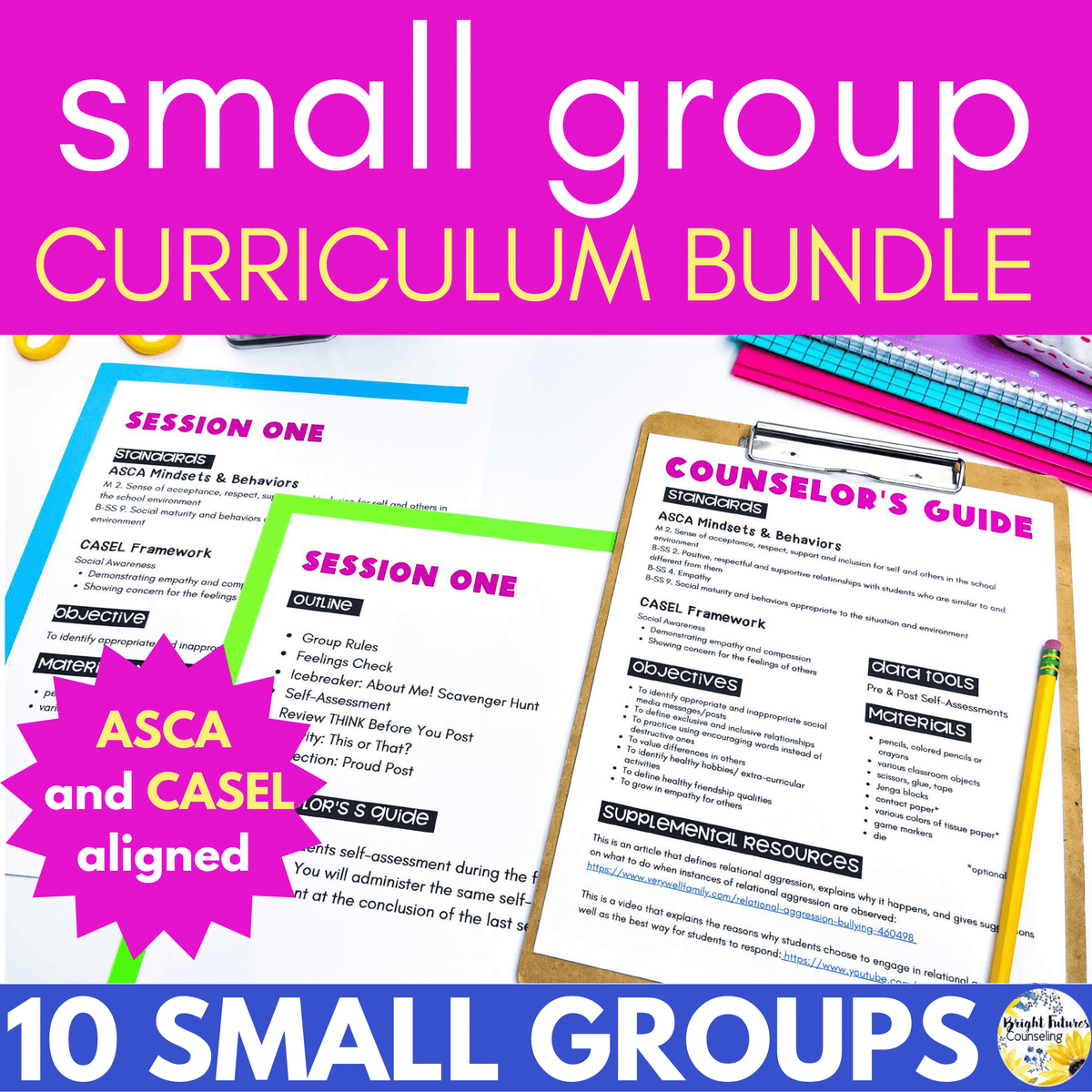 Elementary School Counseling Small Group Bundle - Anxiety, Social Skil