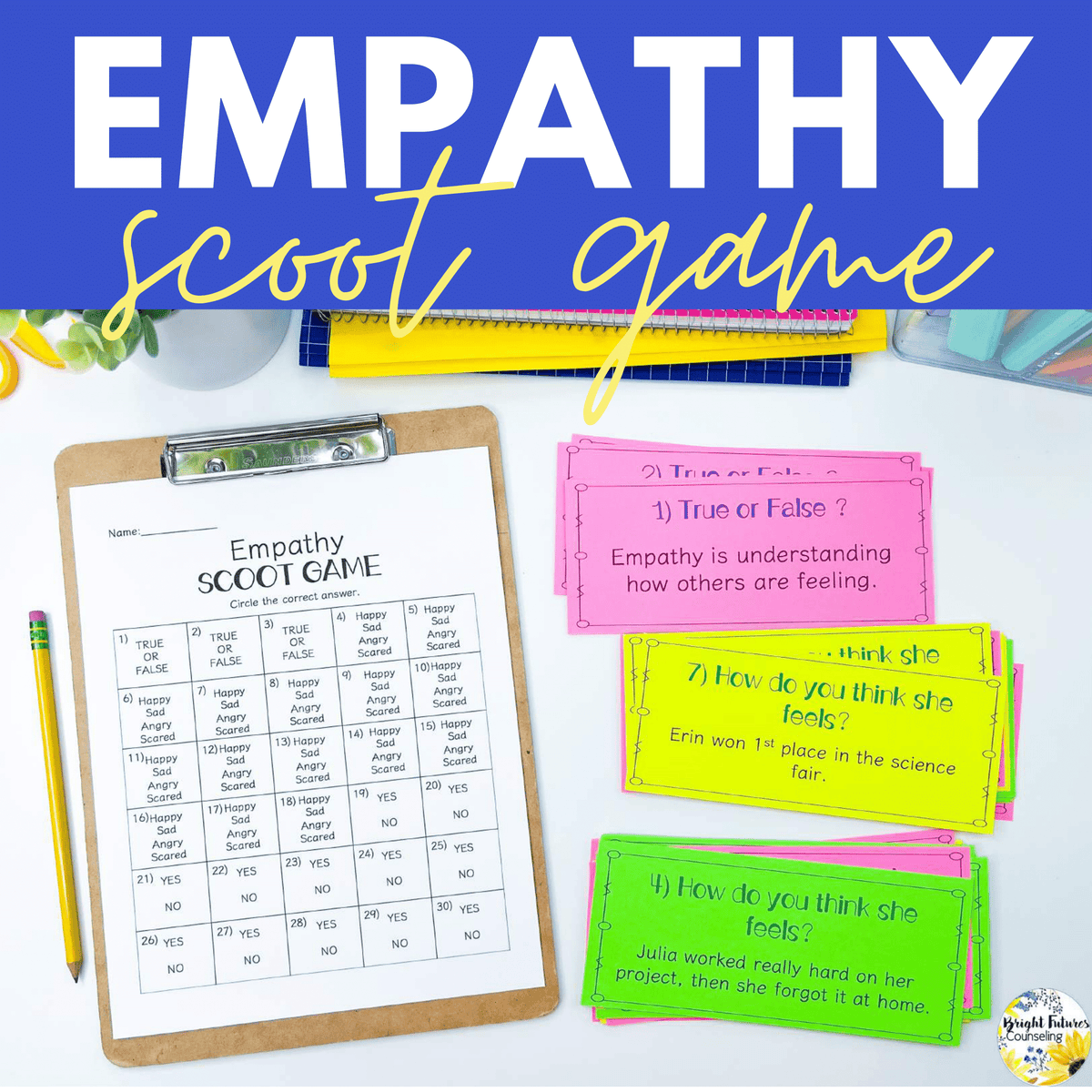Empathy and Identifying Feelings Scoot Game - School Counseling SEL Ga