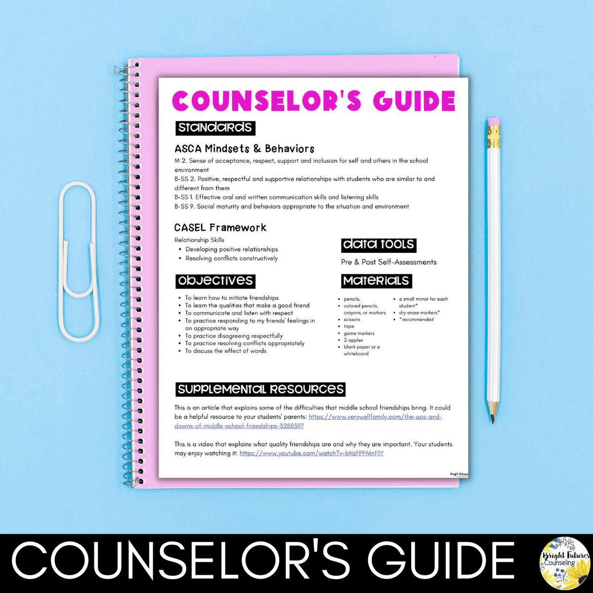 Friendship & Conflict Resolution Group Counseling Lesson Plans for Mid