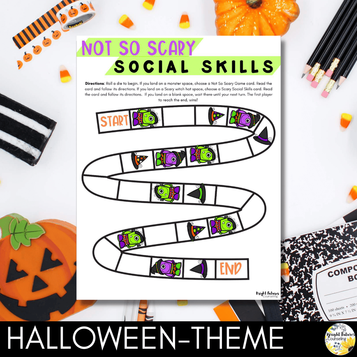 Social Skills Halloween Board Game - School Counseling SEL Activity