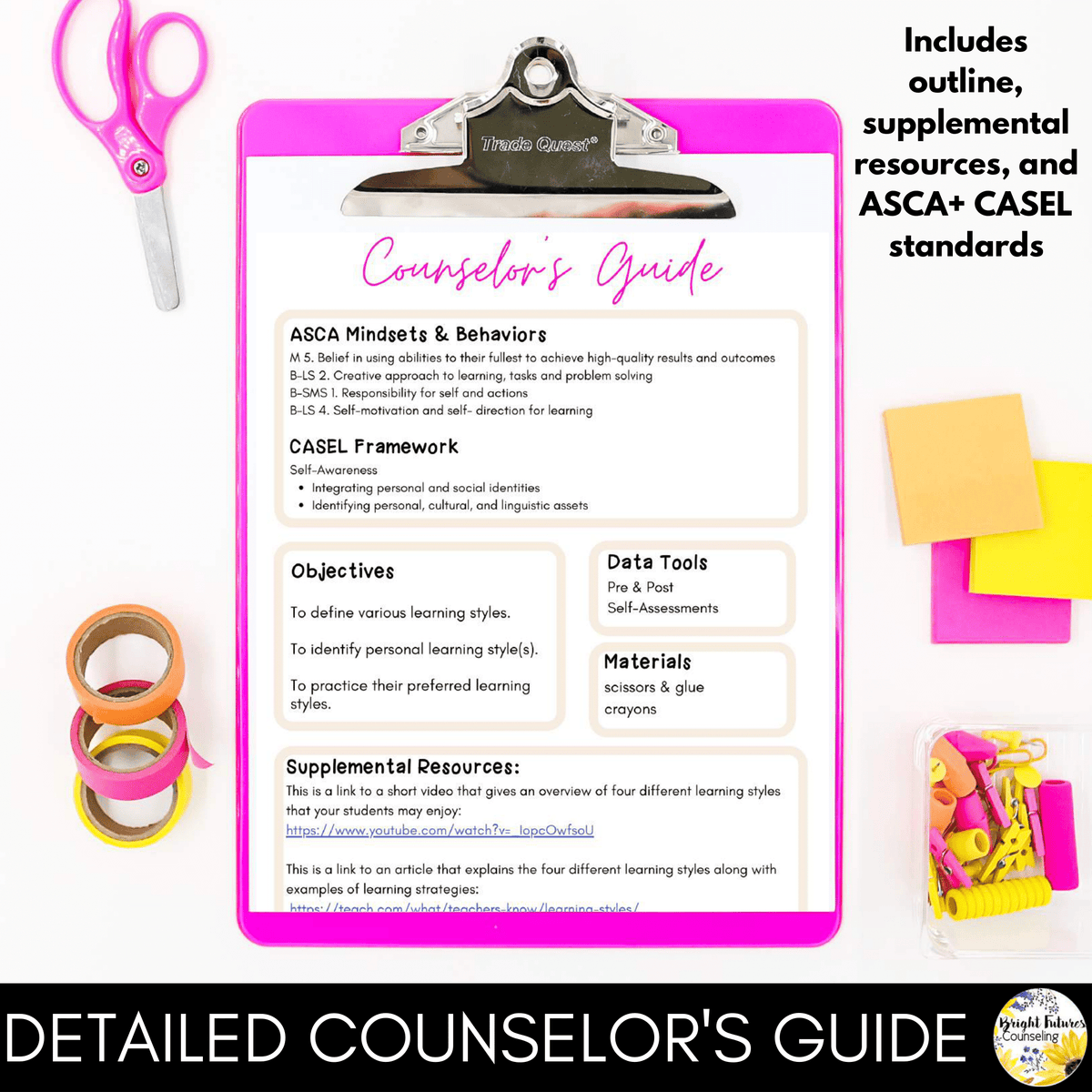 Learning Styles SEL School Counseling Lesson: Learning Style Survey