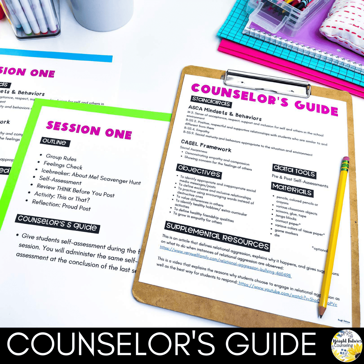Middle School Small Group BUNDLE 6th - 8th Grade ASCA & CASEL Aligned