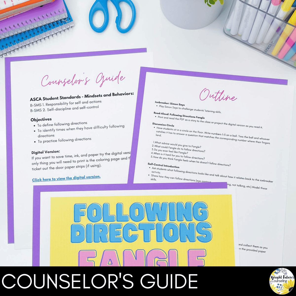 School Counseling Following Directions Guidance Lesson for Primary Stu