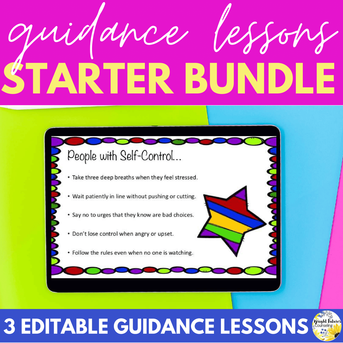 School Counseling Guidance Lessons Bundle - Editable Classroom Lessons