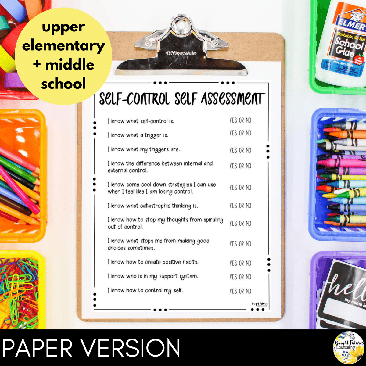 Self-Control School Counseling Self-Assessment