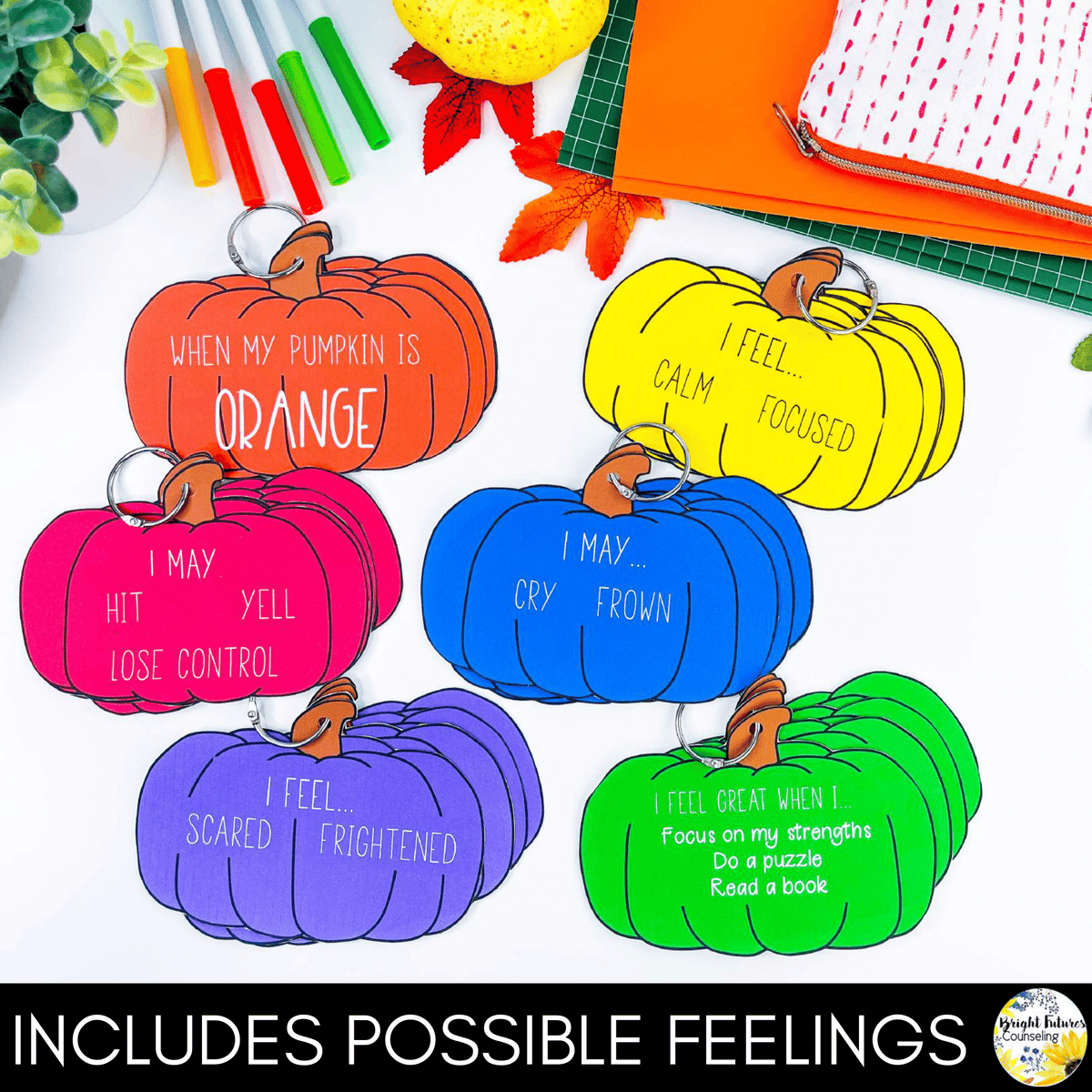 Self-Regulation Flip Book What Color Is Your Pumpkin? Fall Counseling