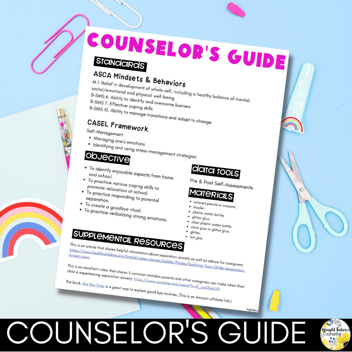 Separation Anxiety School Counseling Small Group for K-2 Primary Stude