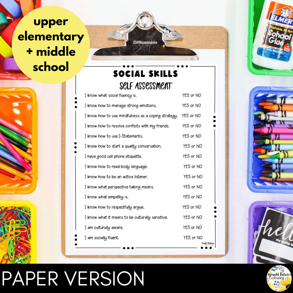 Social Skills School Counseling Self-Assessment
