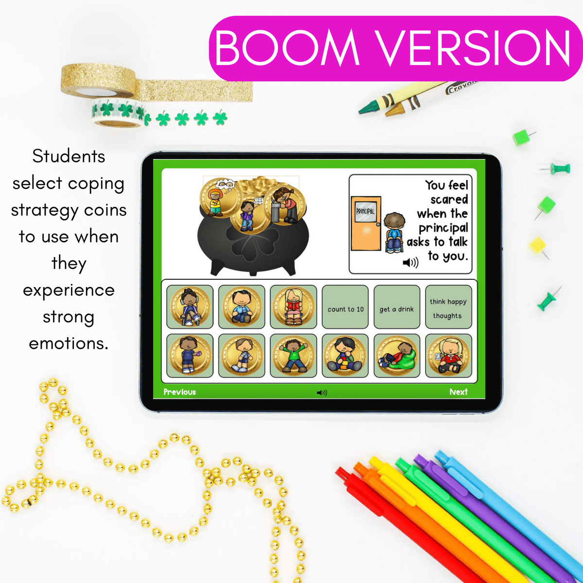 St. Patrick's Day Coping Strategies Digital Game - Boom Cards + Google