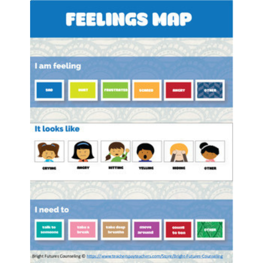 Feelings Map Counseling Check in Activity Daily Feelings Check