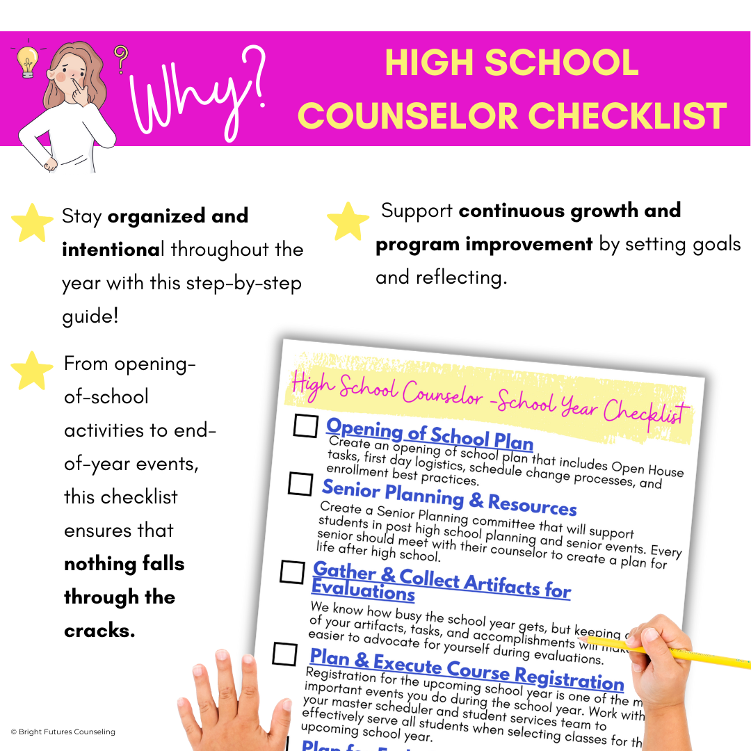 High School Counselor School Year Checklist - High School Counseling P