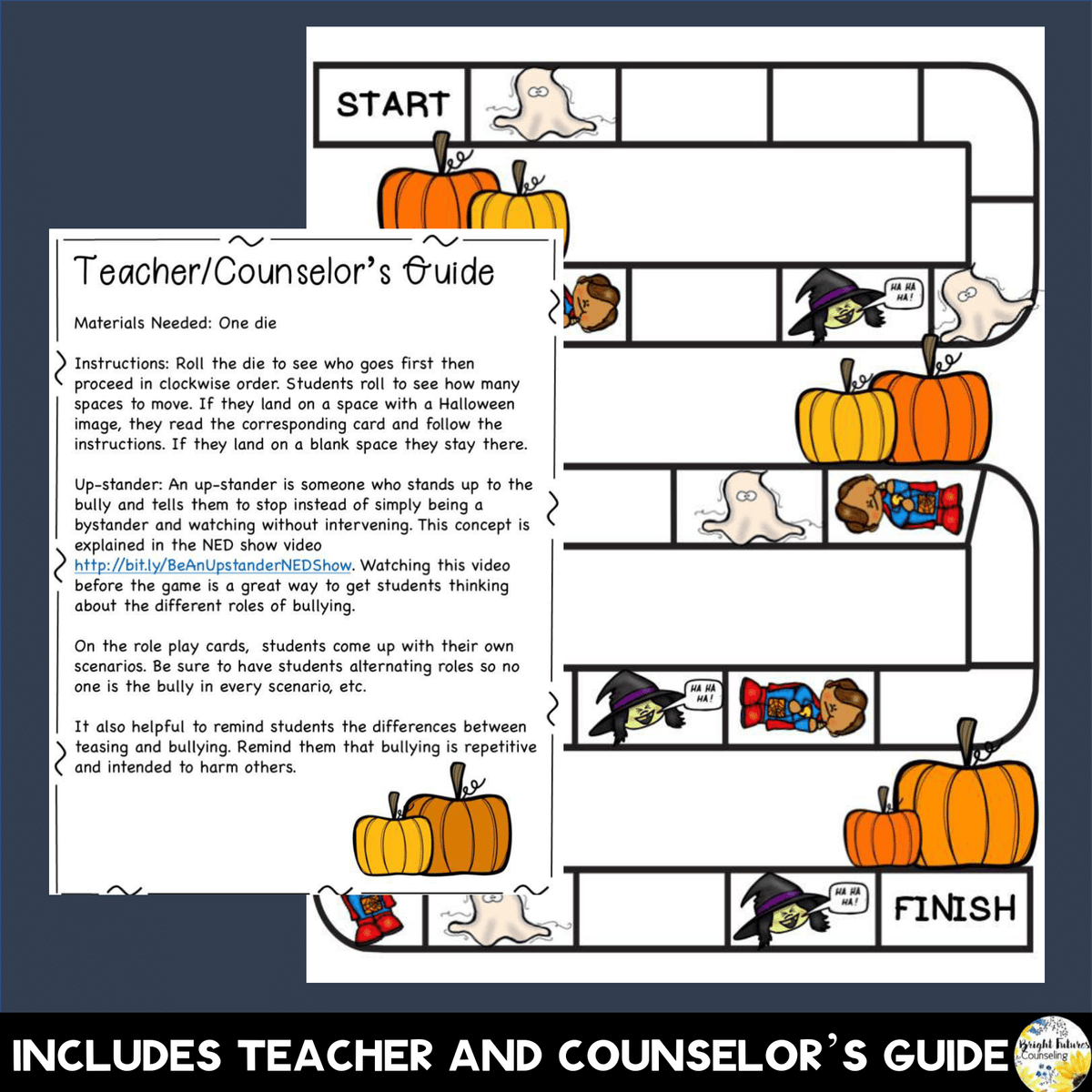 Bullying Prevention Halloween Board Game - School Counseling Fall Game
