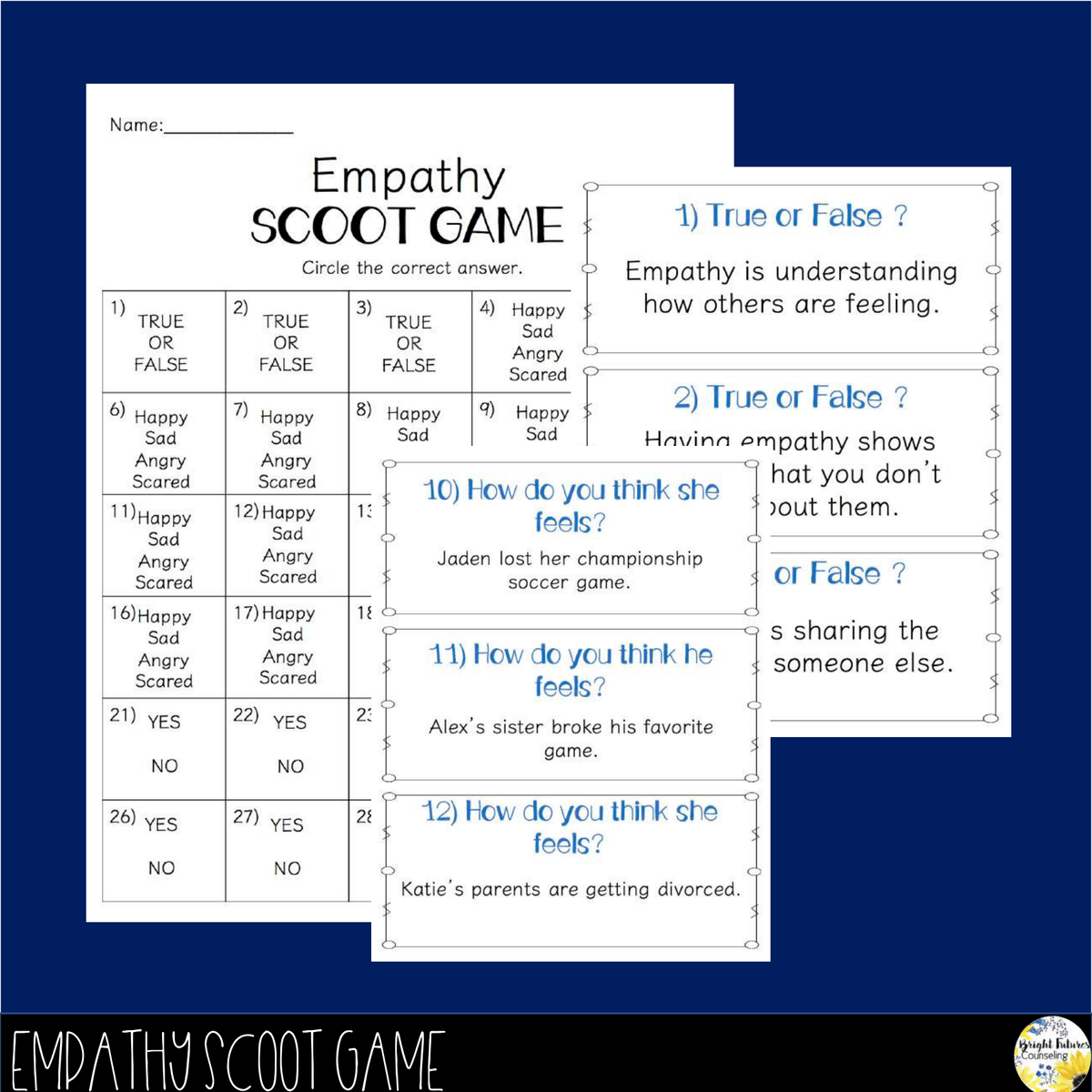 Empathy BUNDLE Elementary School Counseling Games, Activities, and Les