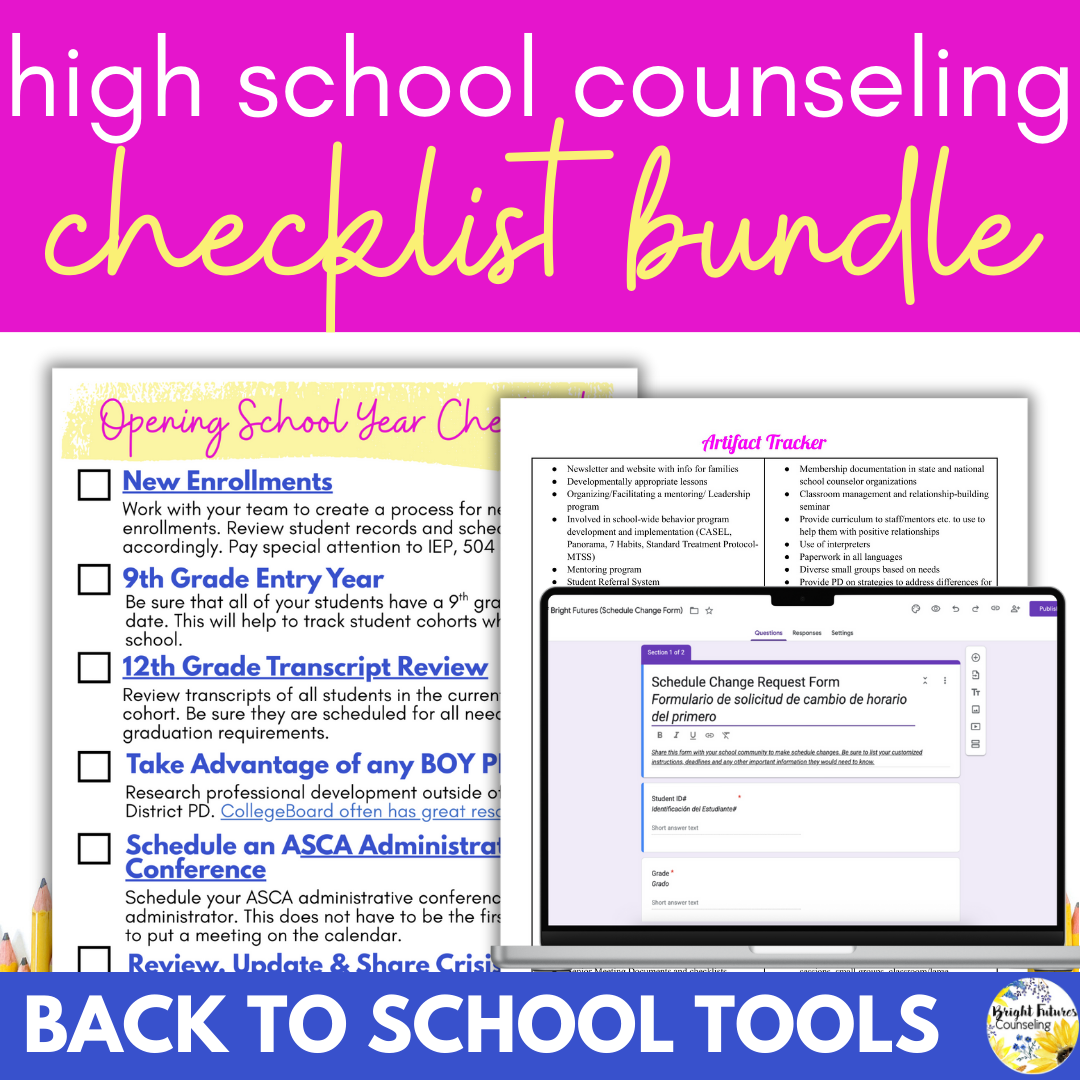 High School Counseling Checklists - High School Counselors Office Plan