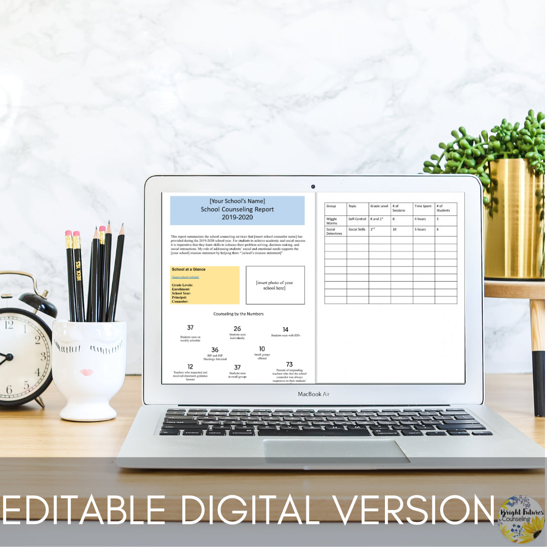 School Counseling EDITABLE End of the Year Report
