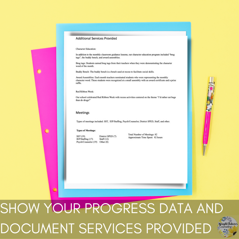 School Counseling EDITABLE End of the Year Report