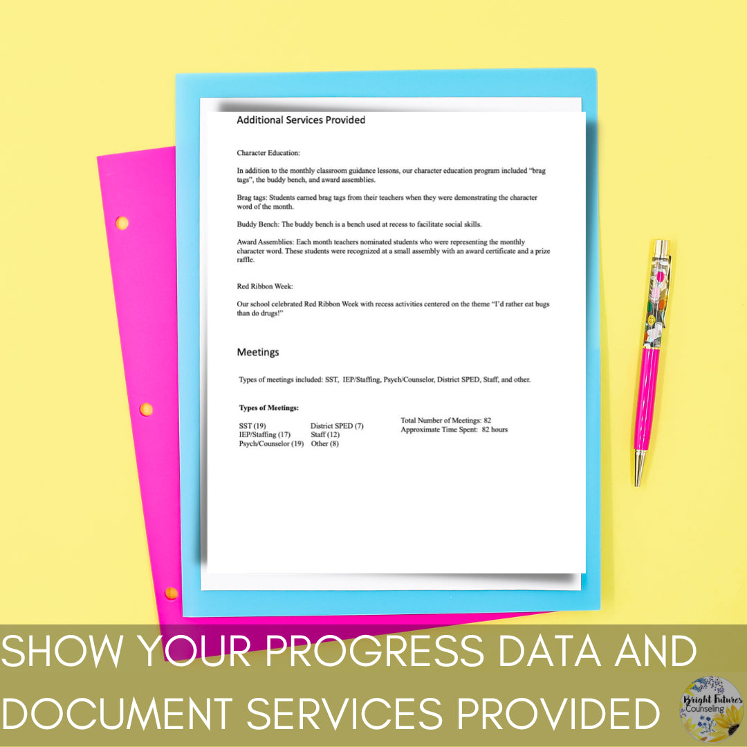 School Counseling EDITABLE End of the Year Report