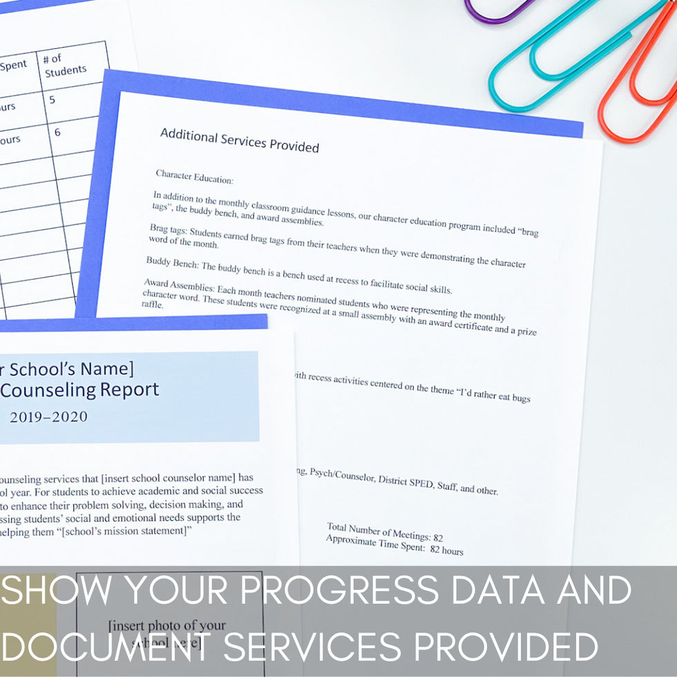 School Counseling EDITABLE End of the Year Report