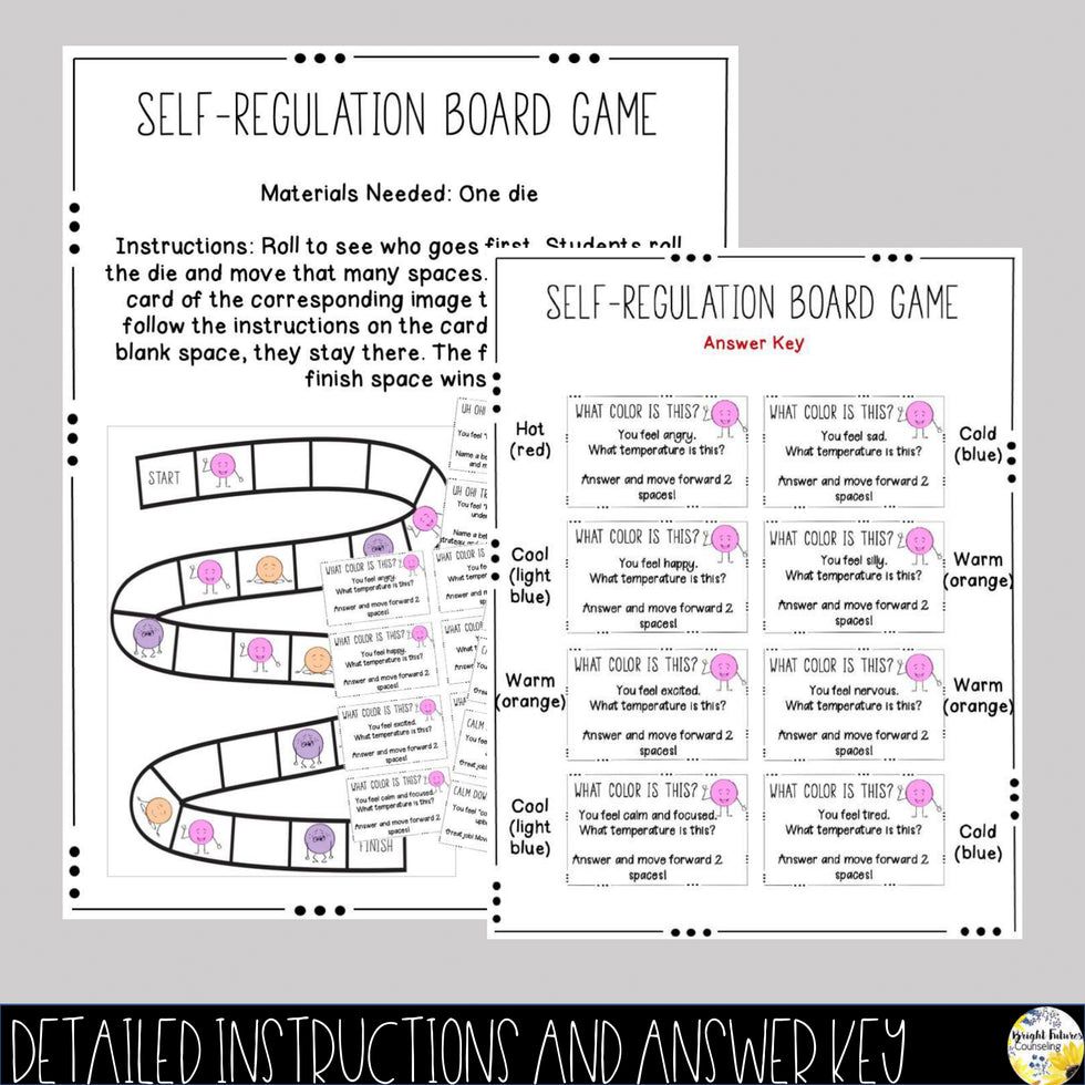 Self-Regulation Board Game School Counseling Game for Coping Strategie