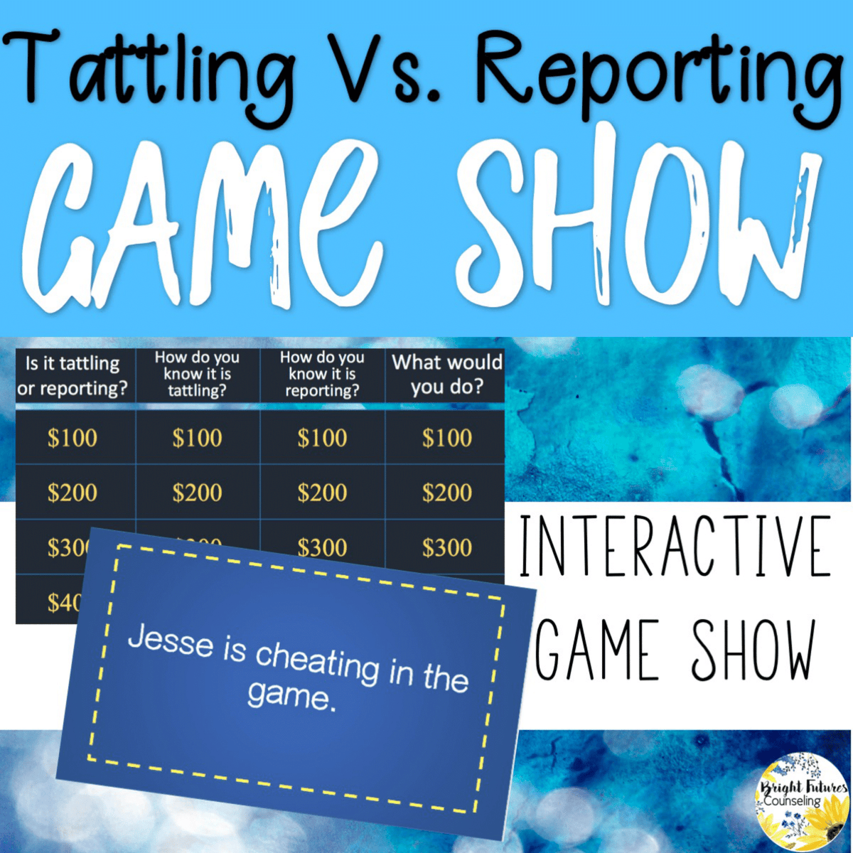 Tattling Vs Reporting Digital Game Show with Editable Digital Version