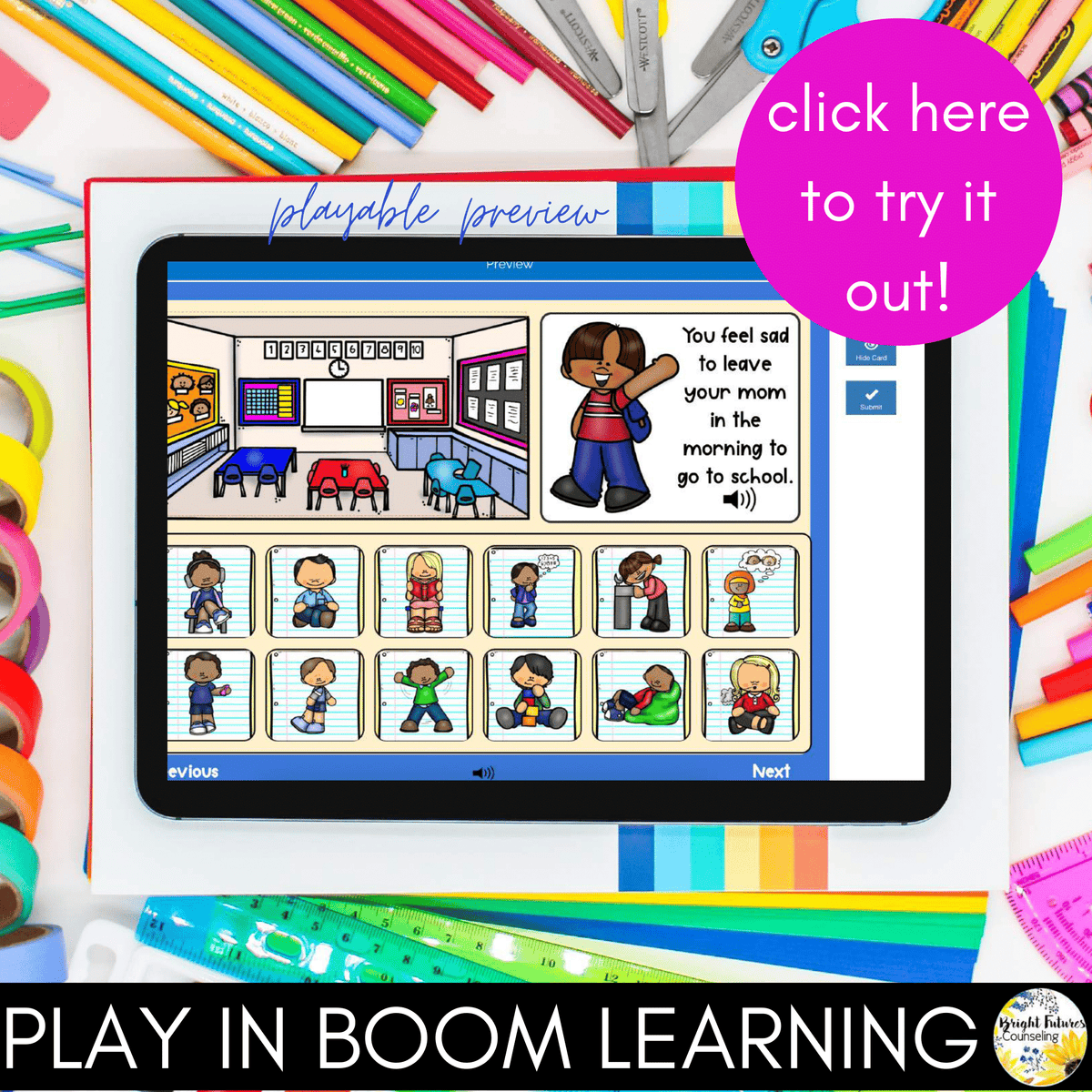 Coping Strategies Back to School Boom Cards + Google Slides Version