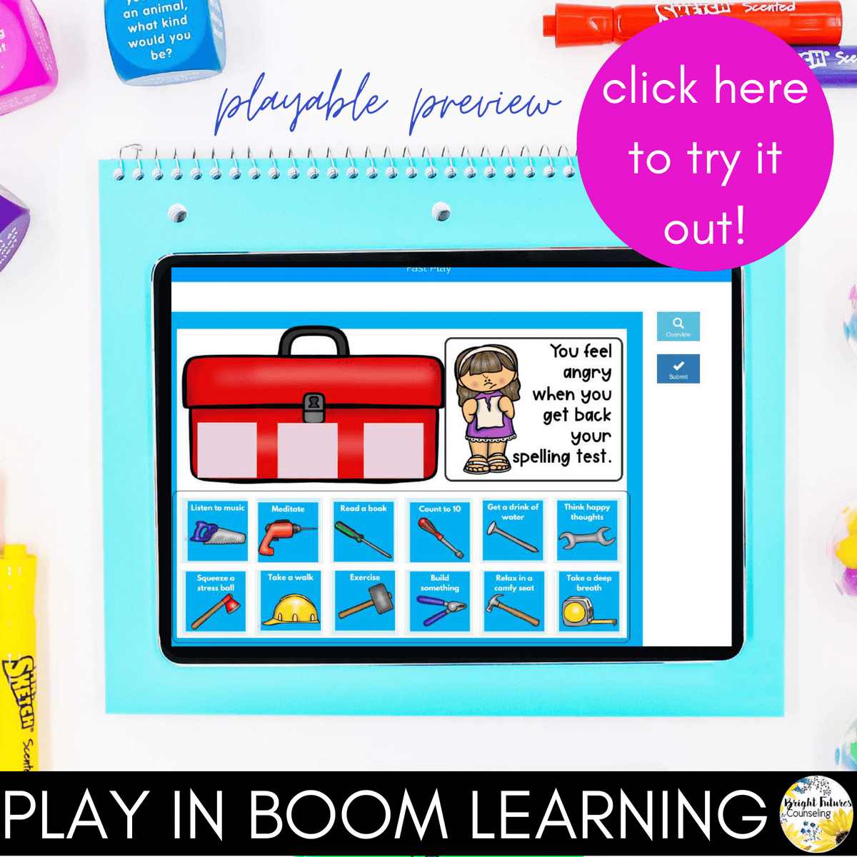 Coping Strategies Toolbox Digital Activity - Google Slides & Boom Card