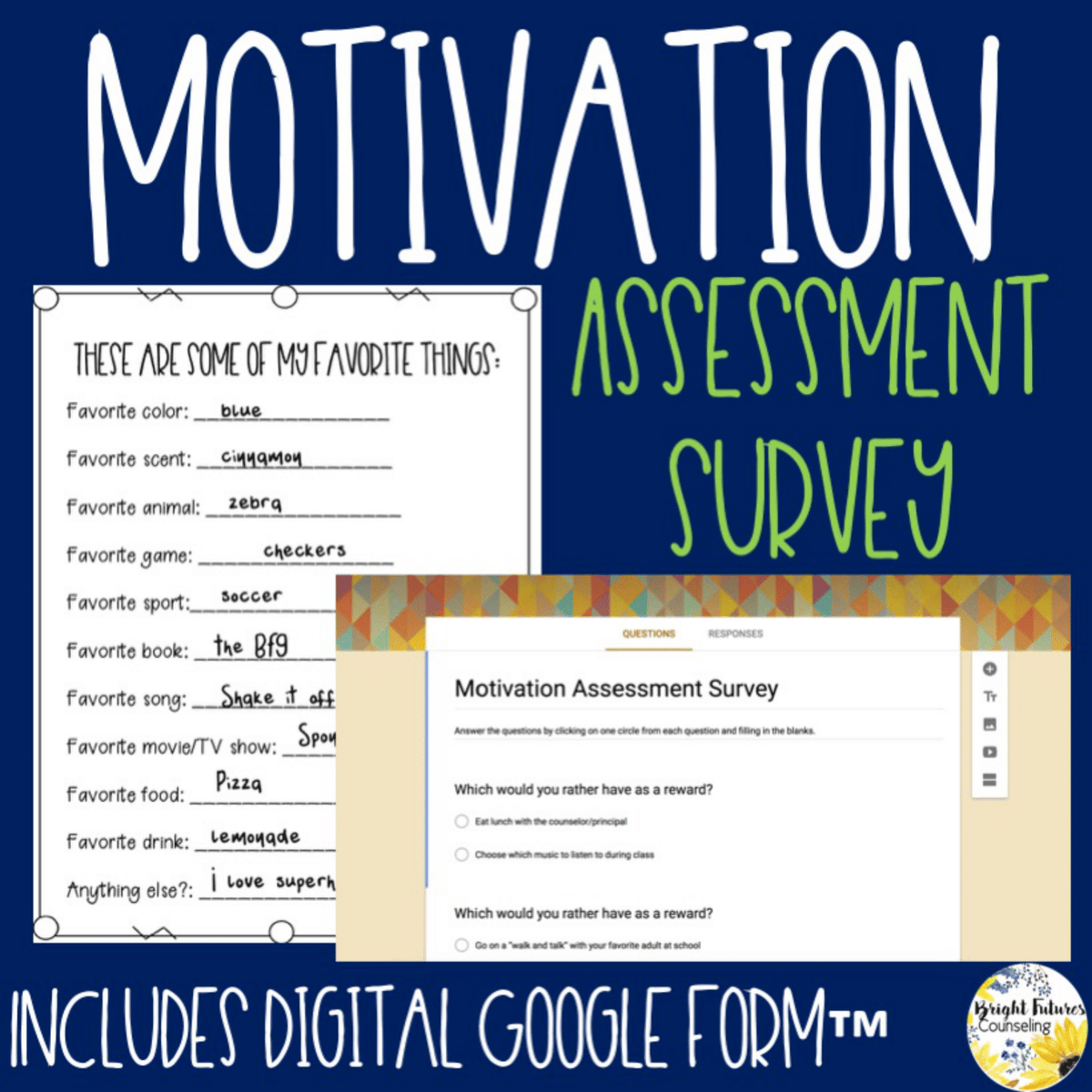 Motivation Assessment Survey - Behavior Assessment Tool with Digital V