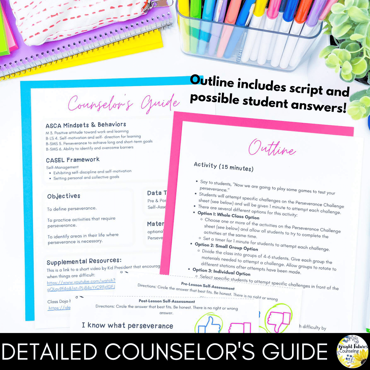 Perseverance and Determination Elementary Counseling SEL Lesson & Acti